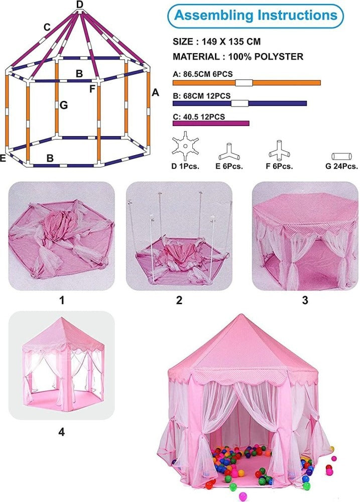 🏰 Pink Castle Tent House | Princess Playtime Fun 🎀 – Toymallpk