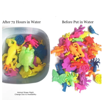 PACK OF 100-Animal Shape Crystal Rubber Jelly Growing for Decoration ...