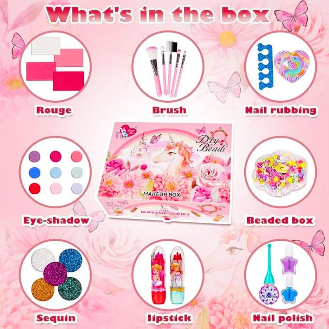 🦄 Unicorn Makeup & Beads Box – Magical Playset for Princesses – Toymallpk