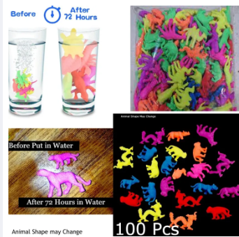 PACK OF 100-Animal Shape Crystal Rubber Jelly Growing for Decoration ...